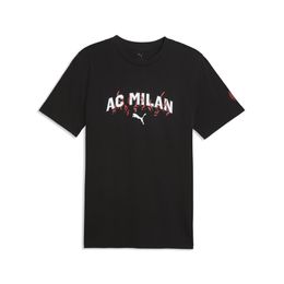 Puma Herren T-Shirt "AC Milan FtblCulture T-Shirt Herren", schwarz, Gr. M, bedruckt, Obermaterial: 100% Baumwolle. Rippe: 75% Baumwolle, 25%