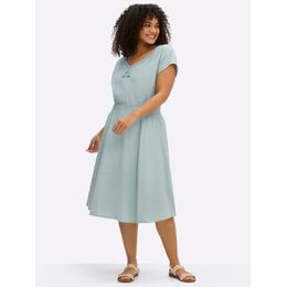 sheego Damen Sommerkleid "Kleid", gr&uuml;n, Gr. 52, unifarben, 100% Baumwolle, Besatz:100% Baumwolle, Kleider