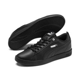 Puma Damen Sneaker "SMASH WNS V2 L", Gr. 37, schwarz-wei&szlig;, Leder, unifarben, Schuhe, aus Leder und Synthetik, atmungsaktives Innenmaterial aus Textil