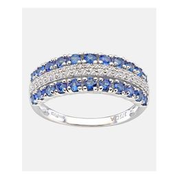 Diamant L'&eacute;ternel Eternity-Ring aus 375 Wei&szlig;gold mit Diamant mit Saphir | Gr.: 54