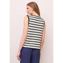 Damen Tr&auml;gertopsanftes wei&szlig;, Gr. 44, STREET ONE STUDIO, gestreift, Web, 49% Baumwolle, 49% Polyester, 2% Elasthan, Tops, im Streifendesign