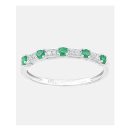 Diamant L'&eacute;ternel Eternity-Ring aus 375 Wei&szlig;gold mit 0.17 Karat Diamant mit Smaragd | Gr.: 58