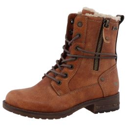 Mustang Shoes Damen Winterstiefel "Concetta", Gr. 36, braun, Lederimitat, Basic, Schuhe, Stiefel, Schn&uuml;rstiefel mit TEX-Membran