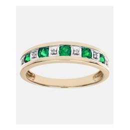 Diamant L'&eacute;ternel Eternity-Ring aus 375 Gelbgold mit 9 Karat Diamant mit Smaragd | Gr.: 52