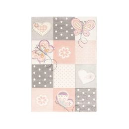 Pergamon Kinder Teppich Maui Kids Karo Herzen in Rosa | Gr.: 160x230cm