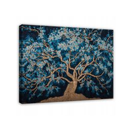 WALLARENA Leinwandbild Baum in Blau | Gr.: 120 x 80 cm