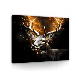 WALLARENA Leinwandbild Reh in Schwarz | Gr.: 70 x 100 cm