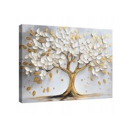 WALLARENA Leinwandbild Baum in Beige Bilder Wandbild Deco | Gr.: 70 x 100 cm