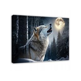 WALLARENA Leinwandbild Wolf in Schwarz | Gr.: 60 x 40 cm