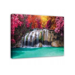 WALLARENA Leinwandbild Wasserfall in Bunt | Gr.: 40 x 30 cm