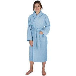 Normani Damen Baumwoll Bademantel in Hellblau | Gr.: XL