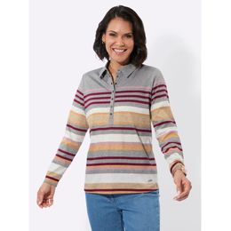 WITT WEIDEN Poloshirt in grau-mauve-geringelt | Gr.: 40
