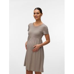 MAMALICIOUS Damen Jerseykleid "MLMIA SS JRS ABK SKATER DRESS NOOS", beige, Gr. XL, unifarben, Jersey, Obermaterial: 95% Baumwolle, 5% Elasthan,
