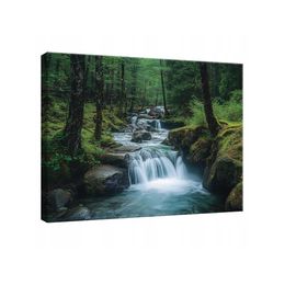 WALLARENA Leinwandbild Wasserfall in Gr&uuml;n | Gr.: 40 x 30 cm