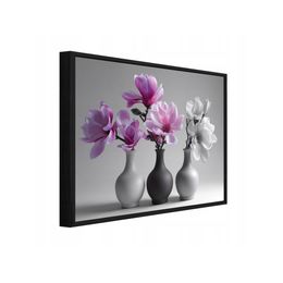 WALLARENA Bild mit Rahmen Blumen in einer Vase in Rosa | Gr.: 70 x 100 cm