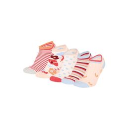Yuhu M&auml;dchen Sneaker-Socken 5er Pack Blumen Herzen gestreift in Rot | Gr.: 35-38