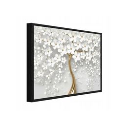 WALLARENA Bild mit Rahmen Baum in Beige | Gr.: 60 x 40 cm