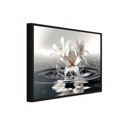 WALLARENA Bild mit Rahmen Blumen in Grau | Gr.: 70 x 100 cm