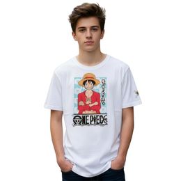 One Piece T-Shirt Monkey D. Ruffy Oberteil Shirt kurz&auml;rmlig in wei&szlig; | Gr.: 146/152