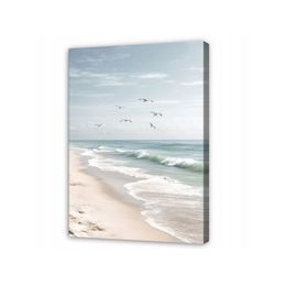 WALLARENA Leinwandbild Strand in Blau | Gr.: 40 x 30 cm