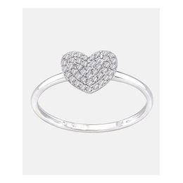 Diamant L'&eacute;ternel Ring aus 750 Wei&szlig;gold mit 0.13 Karat Diamant Herz-Design | Gr.: 50