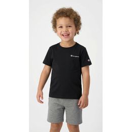 Champion Jungen T-Shirt "ICONS CONTRAST Crewneck T-Shirt", schwarz, Gr. M, Obermaterial: 100% Baumwolle, Shirts, mit Rundhalsausschnitt, Kurzarm, aus
