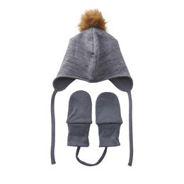 name it Set: M&uuml;tze und Handschuhe 'NBMWUPPO' Gr&ouml;&szlig;e 34/39 karamell / graumeliert