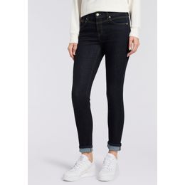 MAC Damen Slim-fit-Jeans "RICH SLIM", schwarz, Gr. 44, unifarben, Denim/Jeans, Obermaterial: 71% Baumwolle, 16% Polyester, 11% Lyocell, 2% Elasthan,