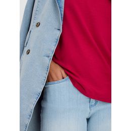 bonprix Damen T-Shirt "Boxy-Shirt"beerenrot, Gr. 32, Web, Obermaterial: 100% Baumwolle, Shirts, lockere, figurumspielende Passform, Kurzarm,
