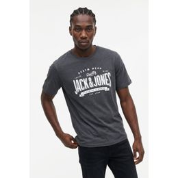Jack & Jones JACK & JONES Herren T-Shirt "JJELOGO TEE SS O-NECK 2 COL AW26 SN", grau, Gr. L, bedruckt, Jersey, Obermaterial: 100% Baumwolle, Shirts, Baumwolle,