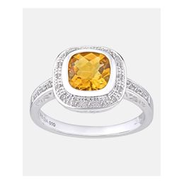 Diamant L'&eacute;ternel Ring aus 375 Wei&szlig;gold mit Diamant mit Citrin | Gr.: 52