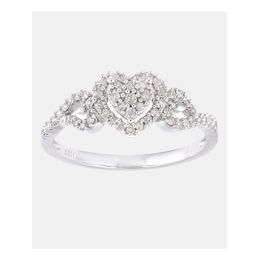 Diamant L'&eacute;ternel Cluster-Ring aus 375 Wei&szlig;gold mit 0.25 Karat Diamant Herz-Design | Gr.: 58