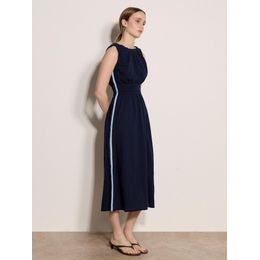 Apricot Damen Midikleid "Midi-Kleid mit H&auml;kelspitze und Smokarbeit", blau, Modern, Gr. 42, uni, gewebt, Obermaterial: 100% Baumwolle CO., Kleider,