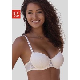 Lascana Damen Schalen-BH, Gr. 70, beige, Spitze, Obermaterial: 72% Polyamid, 20% Polyester, 8% Elasthan, BHs, mit B&uuml;gel aus blumiger Jacquardspitze,