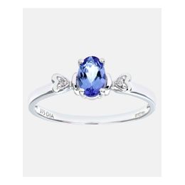 Diamant L'&eacute;ternel Ring aus 375 Wei&szlig;gold mit Diamant mit Tansanit Herz-Design | Gr.: 50