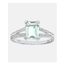 Diamant L'&eacute;ternel Ring aus 375 Wei&szlig;gold mit Diamant mit Smaragd | Gr.: 52