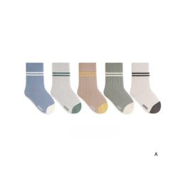 MUNADUNA 5er-Pack Kindersocken mit feinen Doppelstreifen in Blau | Gr.: 17-18
