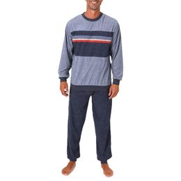 Normann Langarm Frottee Schlafanzug Pyjama B&uuml;ndchen - 86641 in blau-mel. | Gr.: 56