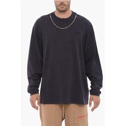 Ambush Lang&auml;rmliges Rundhals-T-Shirt mit silberfarbener Kette in Blau