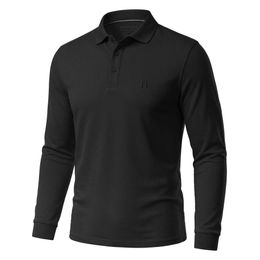 Normani Herren Langarm Poloshirt Lyroe in Schwarz | Gr.: L