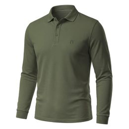 Normani Herren Langarm Poloshirt Lyroe in Oliv | Gr.: S
