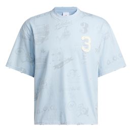 adidas originals Shirt 'Varsity' male size 5XL Sky blue / Grey / White