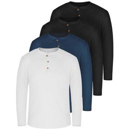 Normani 4x Herren Langarmshirts Neuville in Marine/Schwarz/Schwarz/Wei&szlig; | Gr.: 4XL