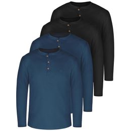 Normani 4x Herren Langarmshirts Neuville in Marine/Marine/Schwarz/Schwarz | Gr.: 4XL