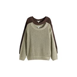 The Set Pullover Damen Gr&ouml;&szlig;e S dunkelbraun / pastellgr&uuml;n