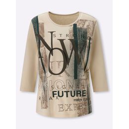 Sieh an! 3/4-Arm-Shirt in sand-petrol-bedruckt | Gr.: 48