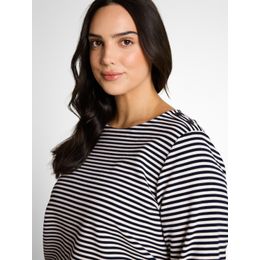 Tom Tailor PLUS Damen T-Shirt "TTP T-Shirt", schwarz-wei&szlig;, Gr. 44, gestreift, Single Jersey, Obermaterial: 75% Baumwolle, 20% Polyester, 5% Elasthan,
