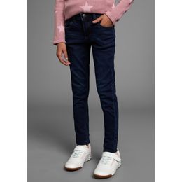Arizona M&auml;dchen Jeansjeggings "Stretch-Jeans f&uuml;r M&auml;dchen", blau, Gr. 134, unifarben, Denim/Jeans, Obermaterial: 71% Baumwolle, 26% Polyester, 3%