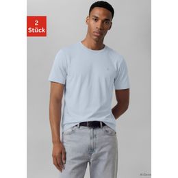 Calvin Klein Herren T-Shirt "2 Pack SS STRETCH COTTON SLIM TEE", wei&szlig;, Gr. L, Single Jersey, Obermaterial: 95% Baumwolle, 5% Elasthan, Shirts,