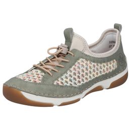 Rieker Damen Slip-On Sneaker, Gr. 39, gr&uuml;n, Nubuklederimitat, Textil, Schuhe, Slipper, Freizeitsneaker, Halbschuh mit Schnellverschluss
